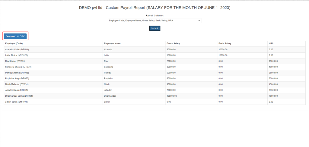 How to insert new employees using CSV?